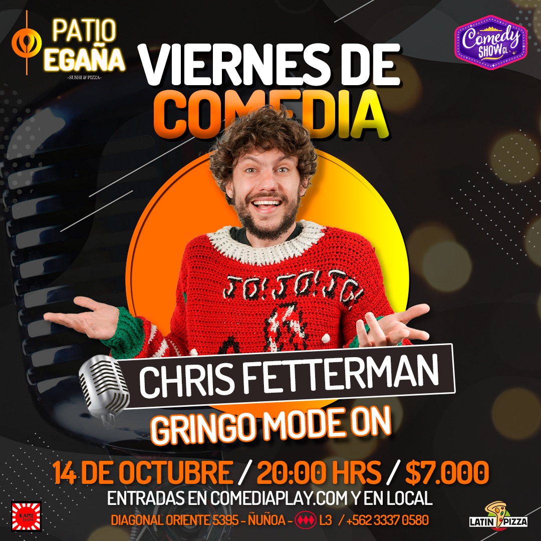 Gringo Mode On en Patio Egaña Ñuñoa, Viernes 14 de Octubre – Comediaplay