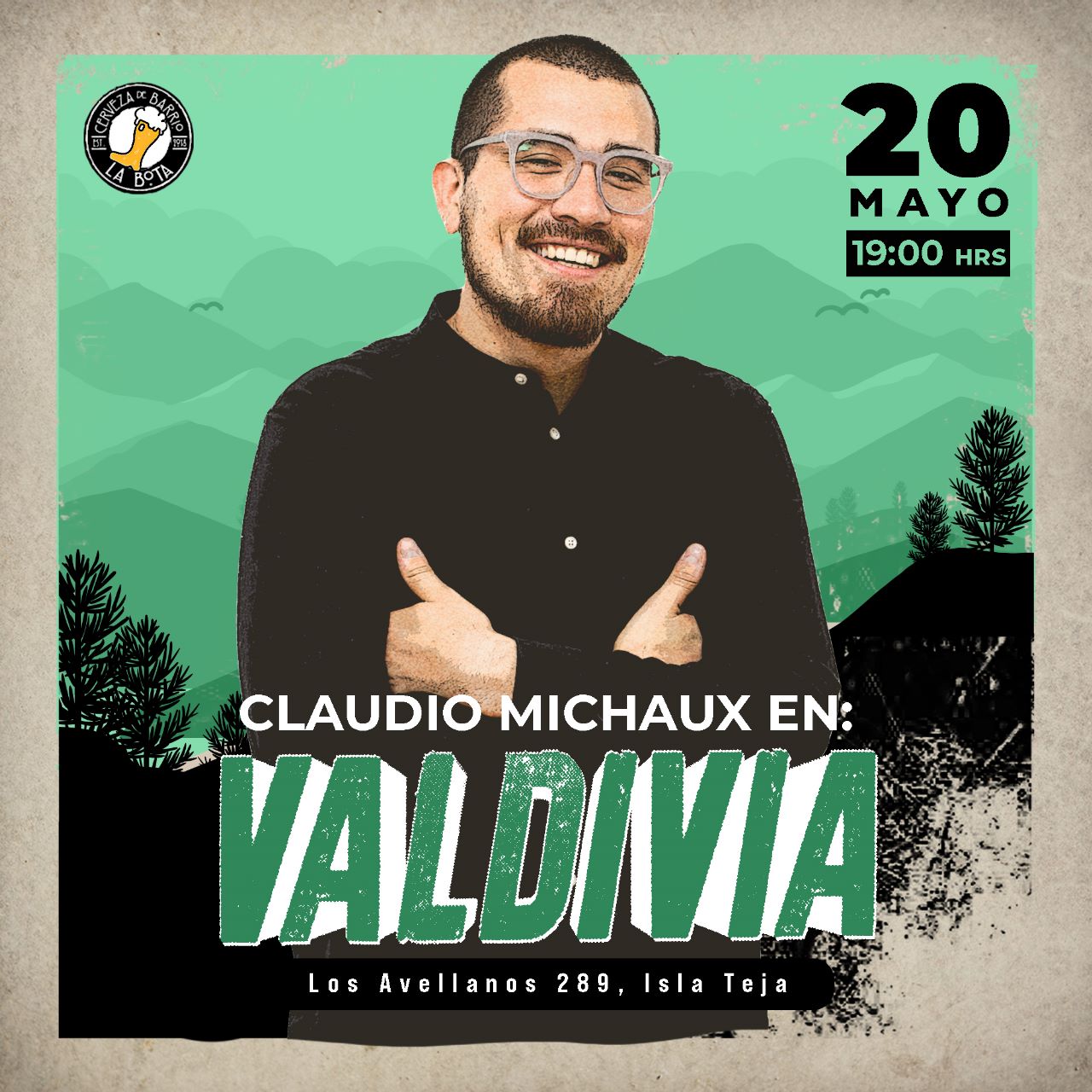 Claudio Michaux en Valdivia, Sábado 20 de Mayo 19hrs | Comediaplay