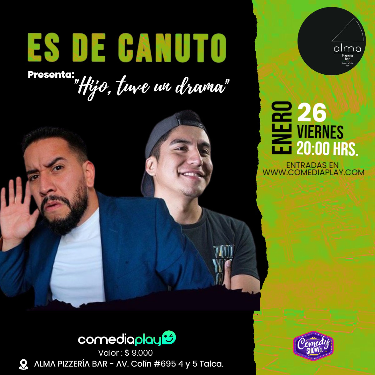 Es de Canuto en Talca, Viernes 26 de Enero 20:00hrs | Comediaplay