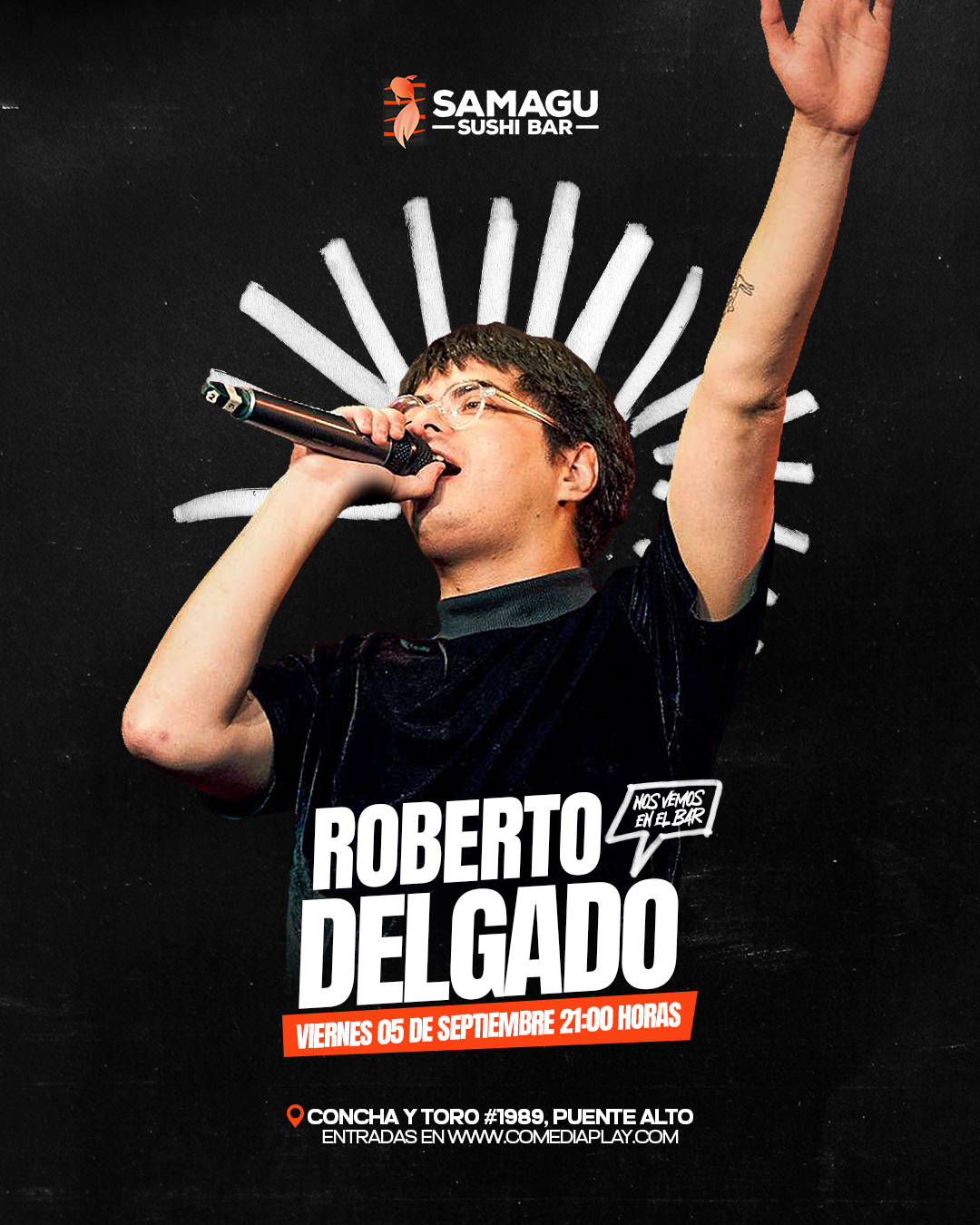 Roberto Delgado en Puente Alto, Viernes 5 septiembre – Comediaplay